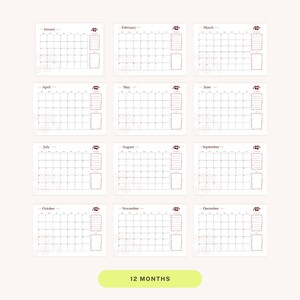 Cherry Calendar | 2025 Printable Calendar | Cherry Bow Calendar | Cute ...