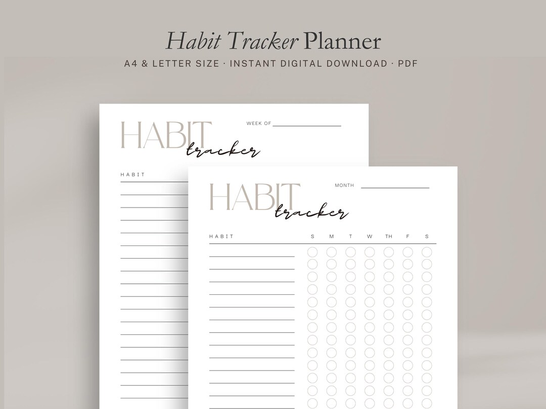 Minimalist Habit Tracker Printable | Weekly Checklist (PDF) - Etsy