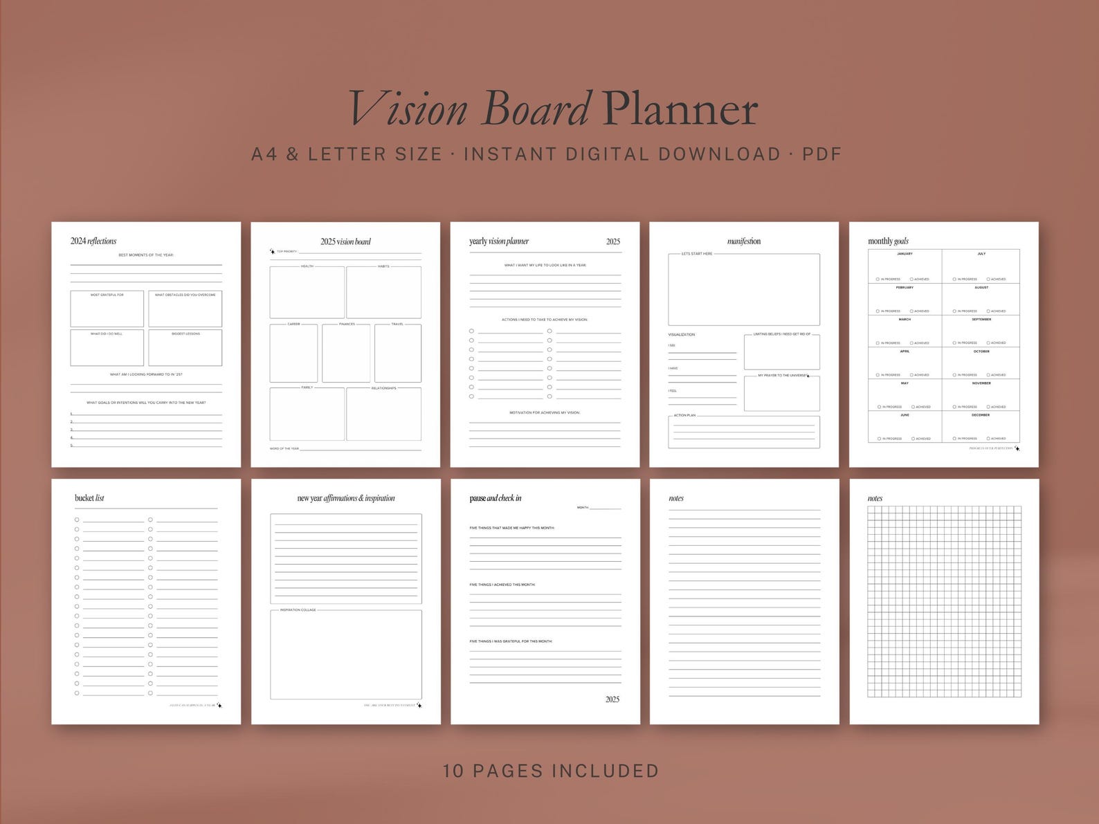 2025 Vision Board | Printable Vision Board Journal | Vision Board ...