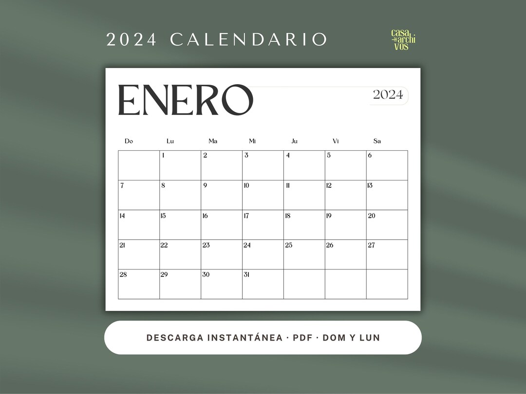 2024 Spanish Printable Calendar Calendario Español Digital Calendar ...