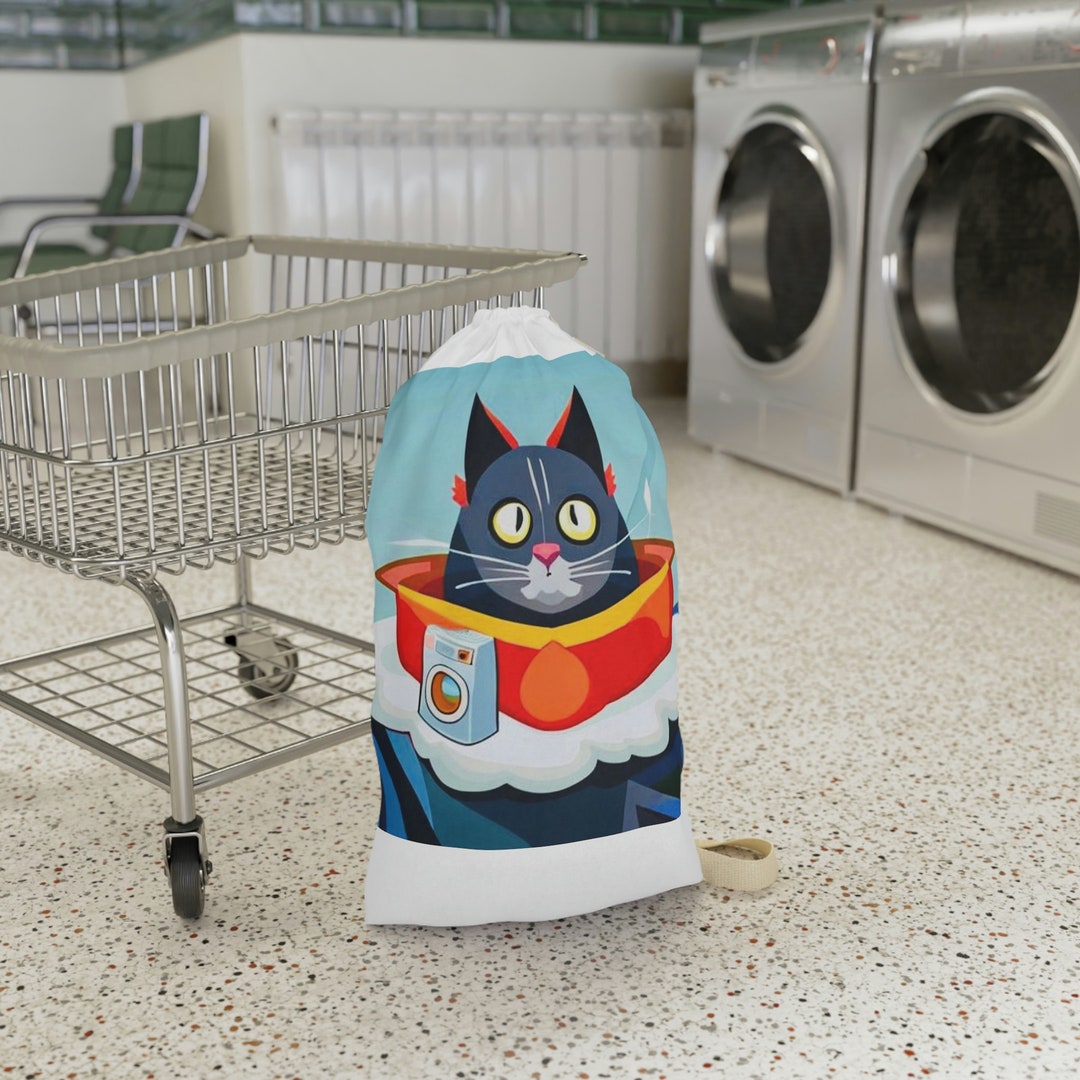 Pawsome Laundry: A Fun Cat-in-a-basket Laundry Bag With Foam and Washer ...