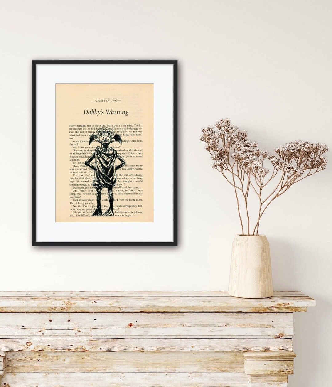 Harry Potter Gift, Book Page Art Dobby, Harry Potter Decor, Present for ...