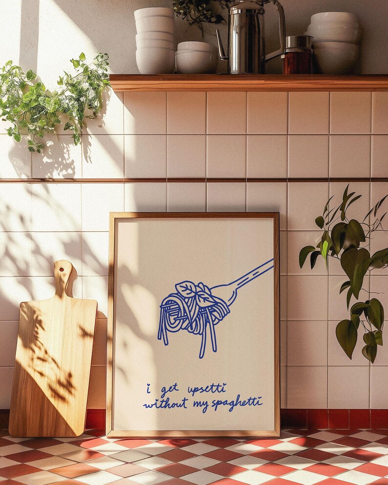 Blue Upsetti Spaghetti Wall Art, Digital Download Handwritten Pasta ...