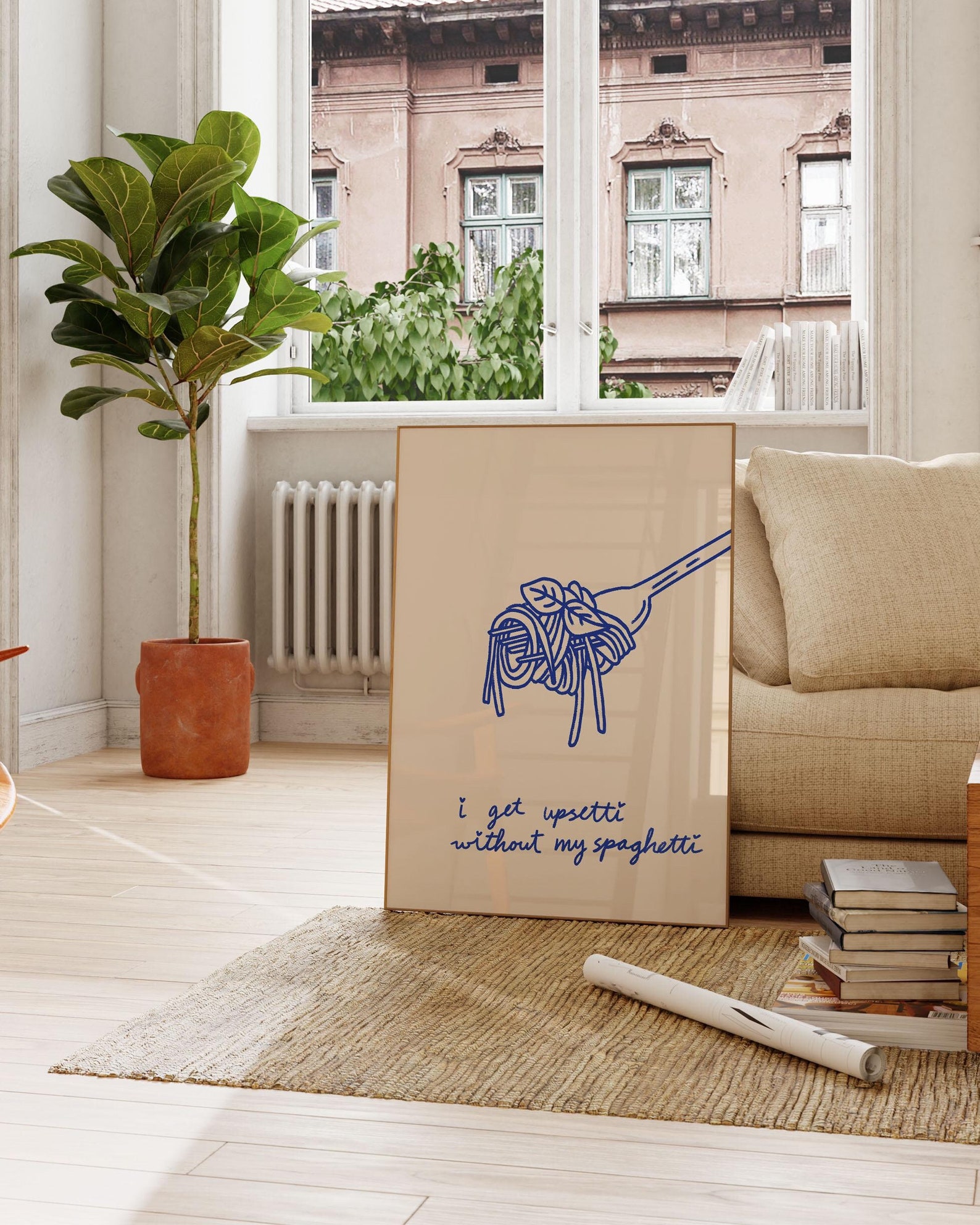 Blue Upsetti Spaghetti Wall Art, Digital Download Handwritten Pasta ...
