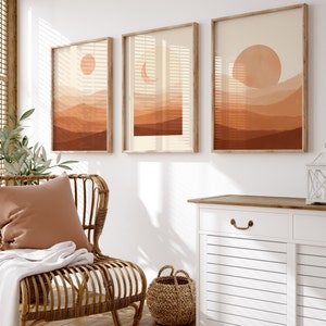 Sunset Desert Landscape Wall Art, Digital Download Terracotta Boho Wall ...