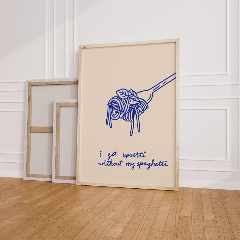 Blue Upsetti Spaghetti Wall Art, Digital Download Handwritten Pasta ...