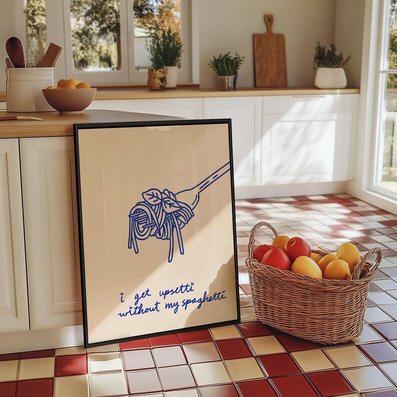 Blue Upsetti Spaghetti Wall Art, Digital Download Handwritten Pasta ...