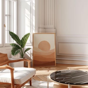 Sunset Desert Landscape Wall Art, Digital Download Terracotta Boho Wall ...