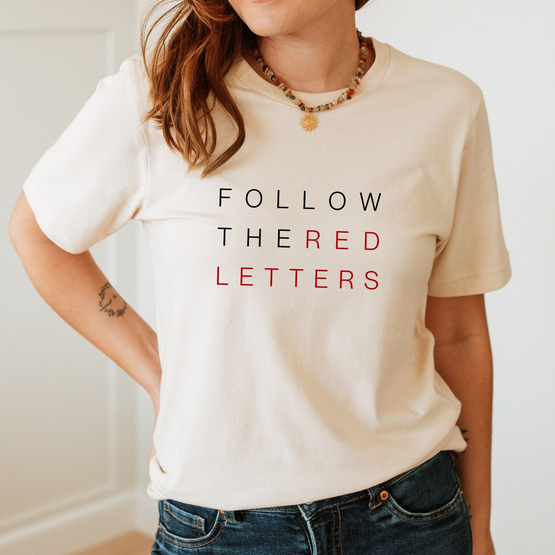 Women's Christian T-shirt, Subtle Christian, Red Letters, Gift ...