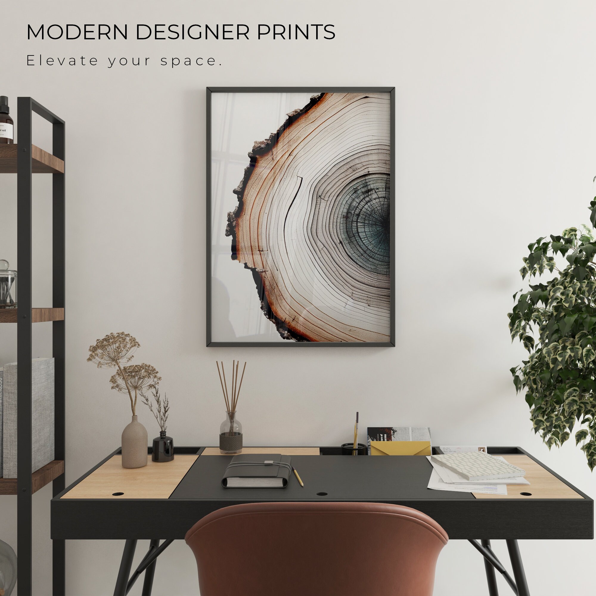 Tree Rings Print Brown Coloured Tree Print Pine Tree Ring Printable Art ...