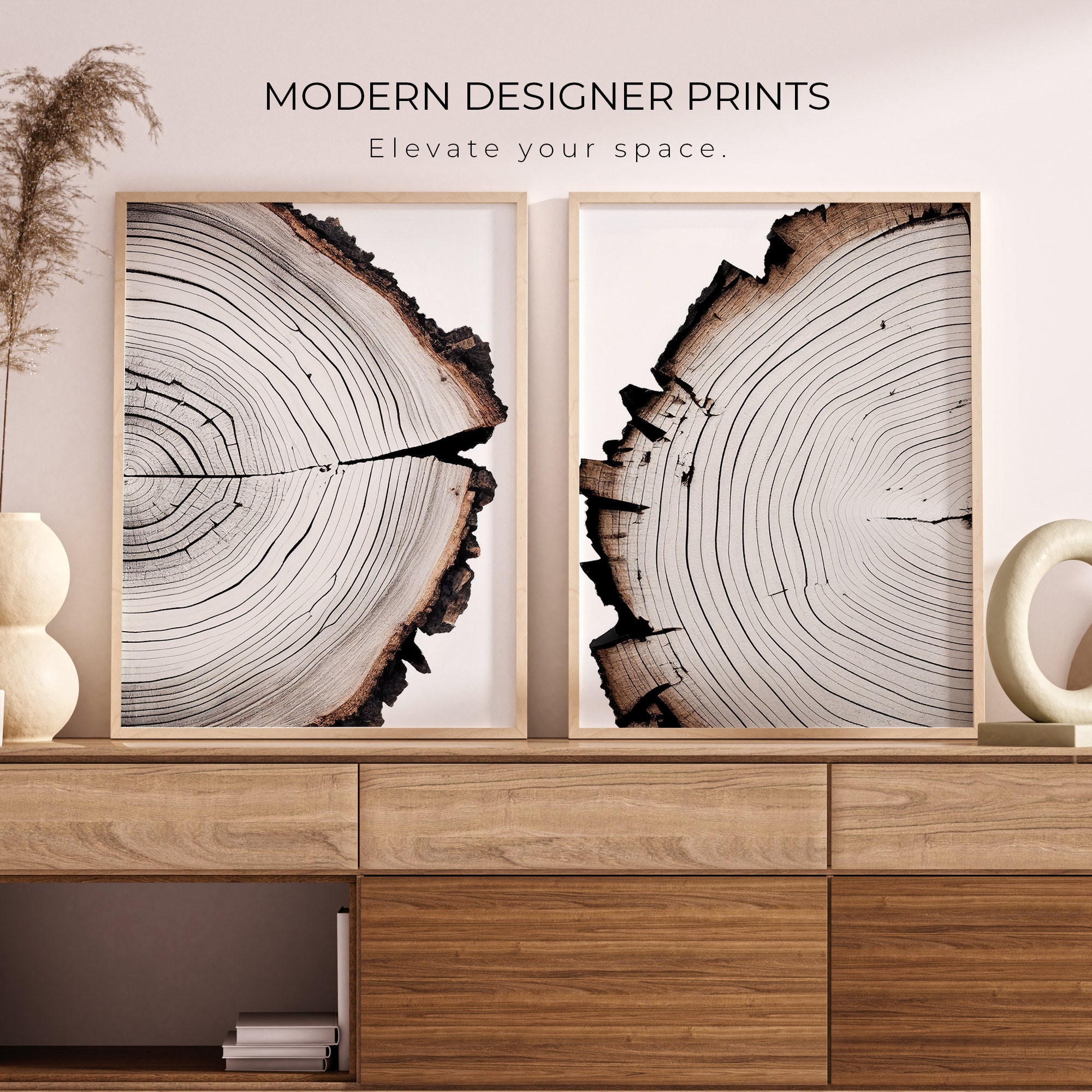 Set of 2 Tree Rings Print Brown Coloured Tree Print Pine - Etsy