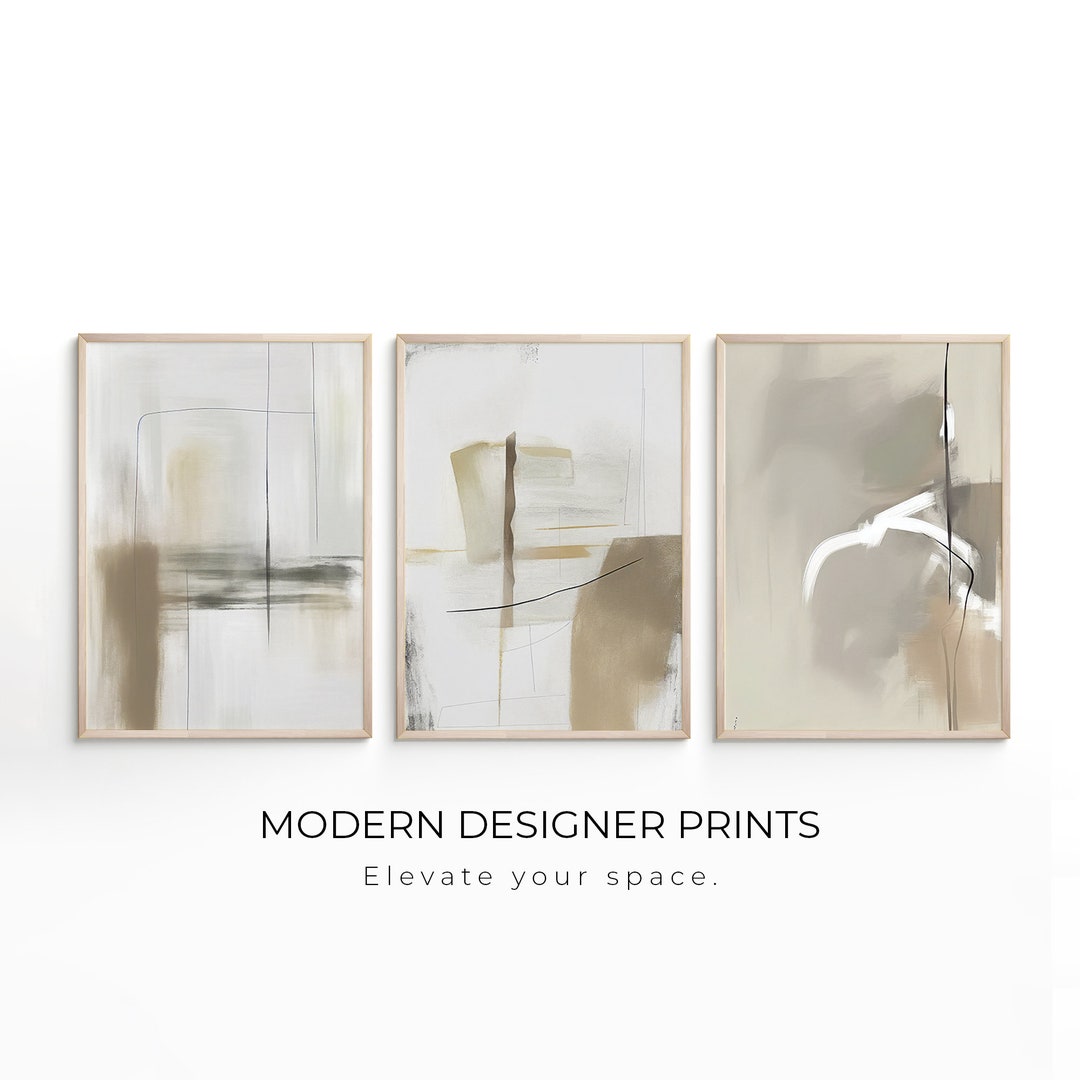 Set of 3 Modern Art Simple Neutral Wall Art Pastel Nordic Prints Simple ...