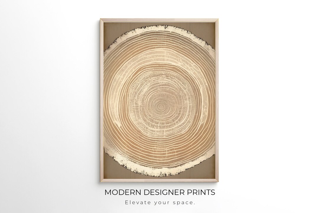 Tree Rings Print | Beige Coloured Tree Print | Pine Tree Ring ...