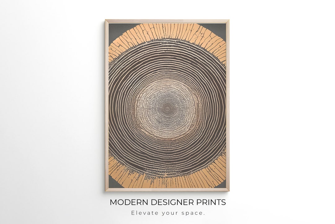 Tree Rings Print | Beige Coloured Tree Print | Pine Tree Ring ...