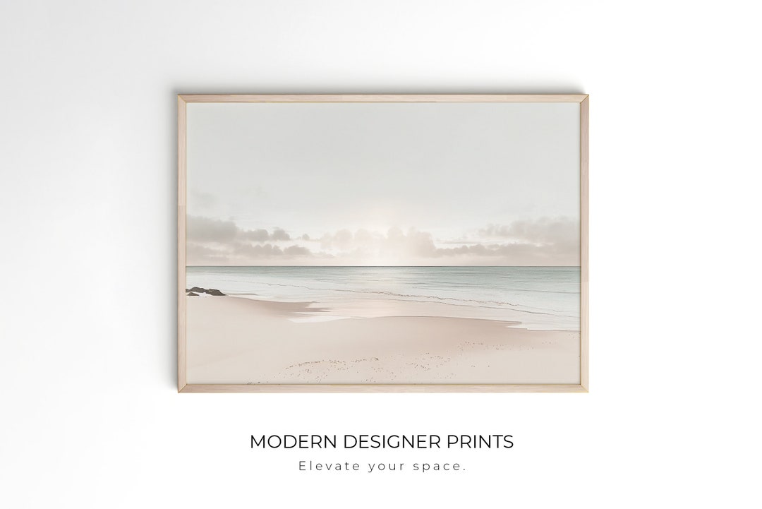 Pastel Ocean Print Coastal Wall Decor Beige Print Tropical Ocean Beach ...