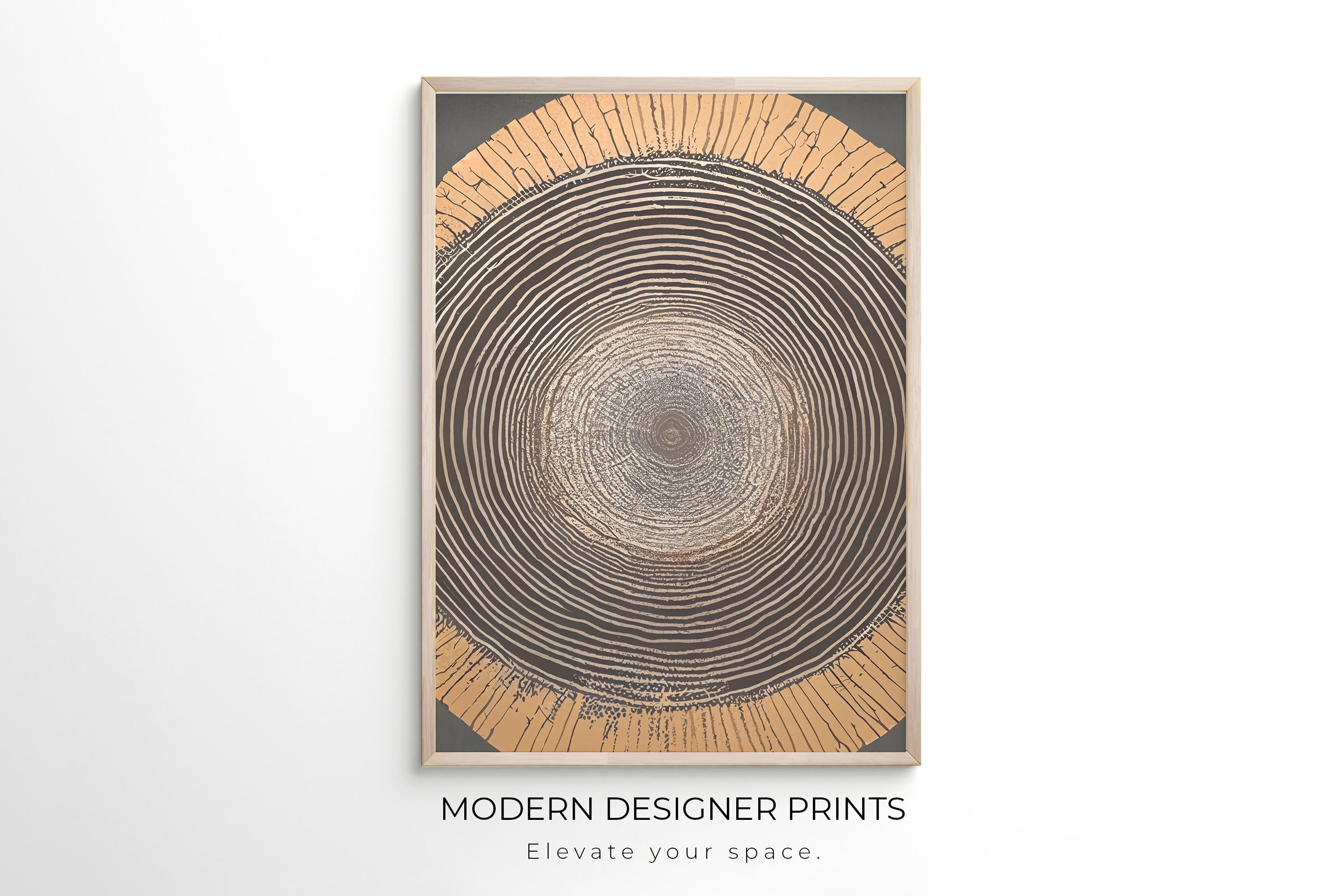 Set of 3 Tree Rings Print Beige Tree Print Pine Tree - Etsy