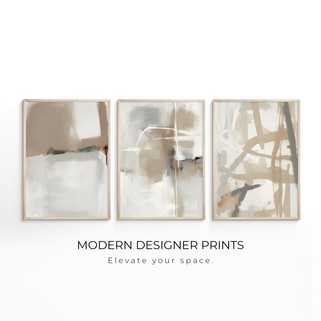 Set of 3 Modern Art Simple Neutral Wall Art Pastel Nordic Prints Simple ...