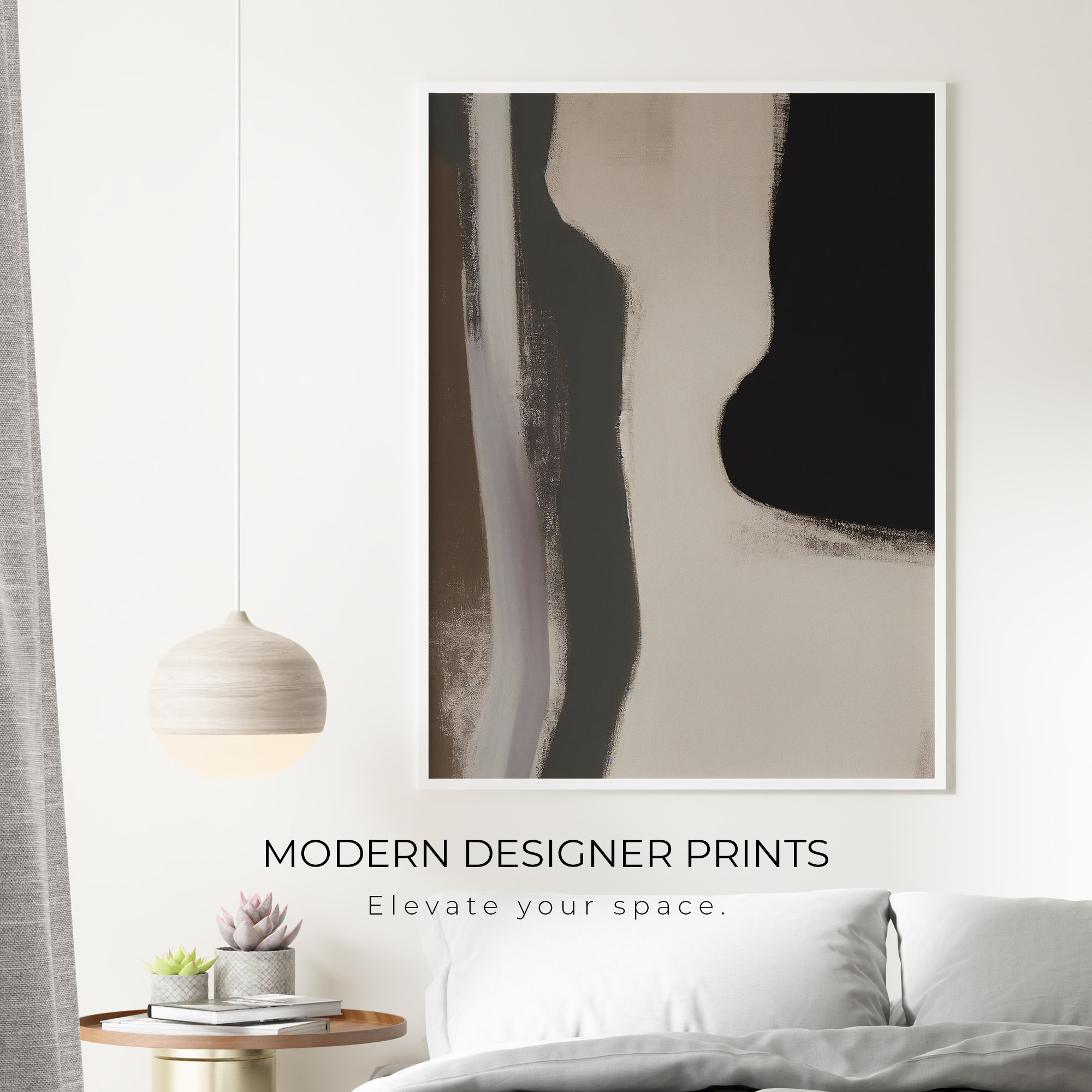 Beige and Black Modern Art | Simple | Wall Art | Pastel Nordic Prints ...