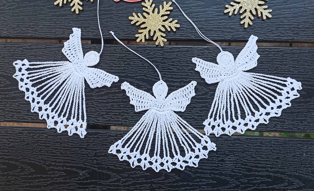 A Set of 3 Crocheted Christmas Angels - Etsy