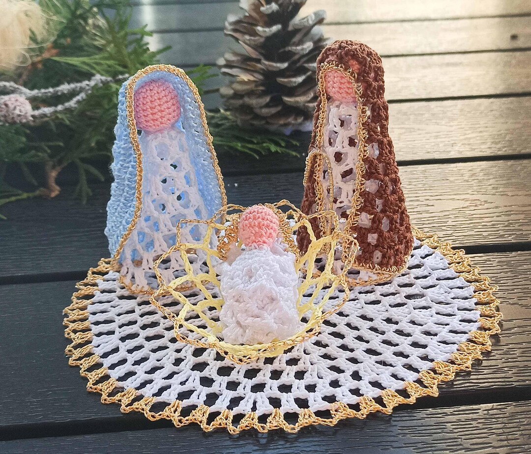 Handcrafted Crocheted Nativity Scene Set: Mary, Joseph and Jesus - Etsy