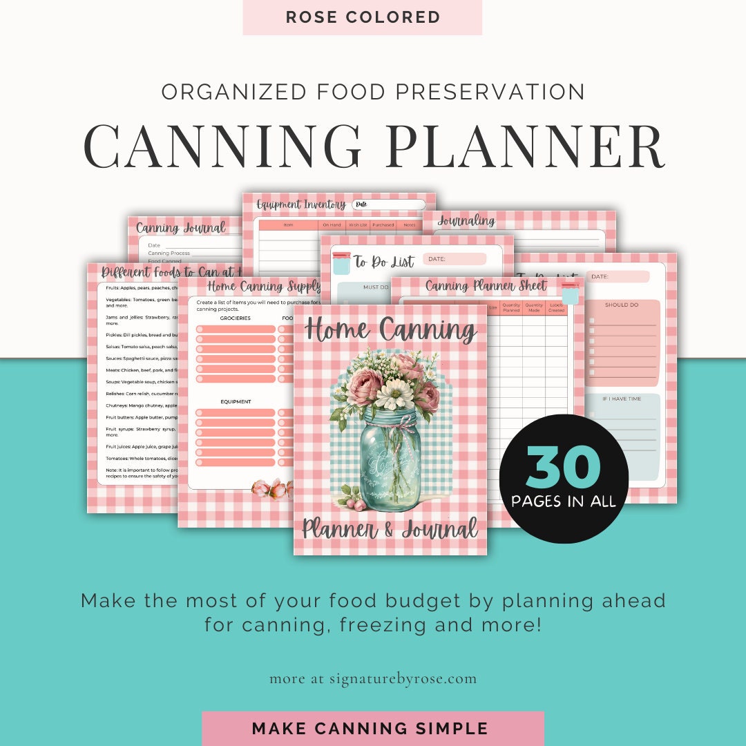Printable Canning Planner Canning Log Food Preservation Log Canning ...