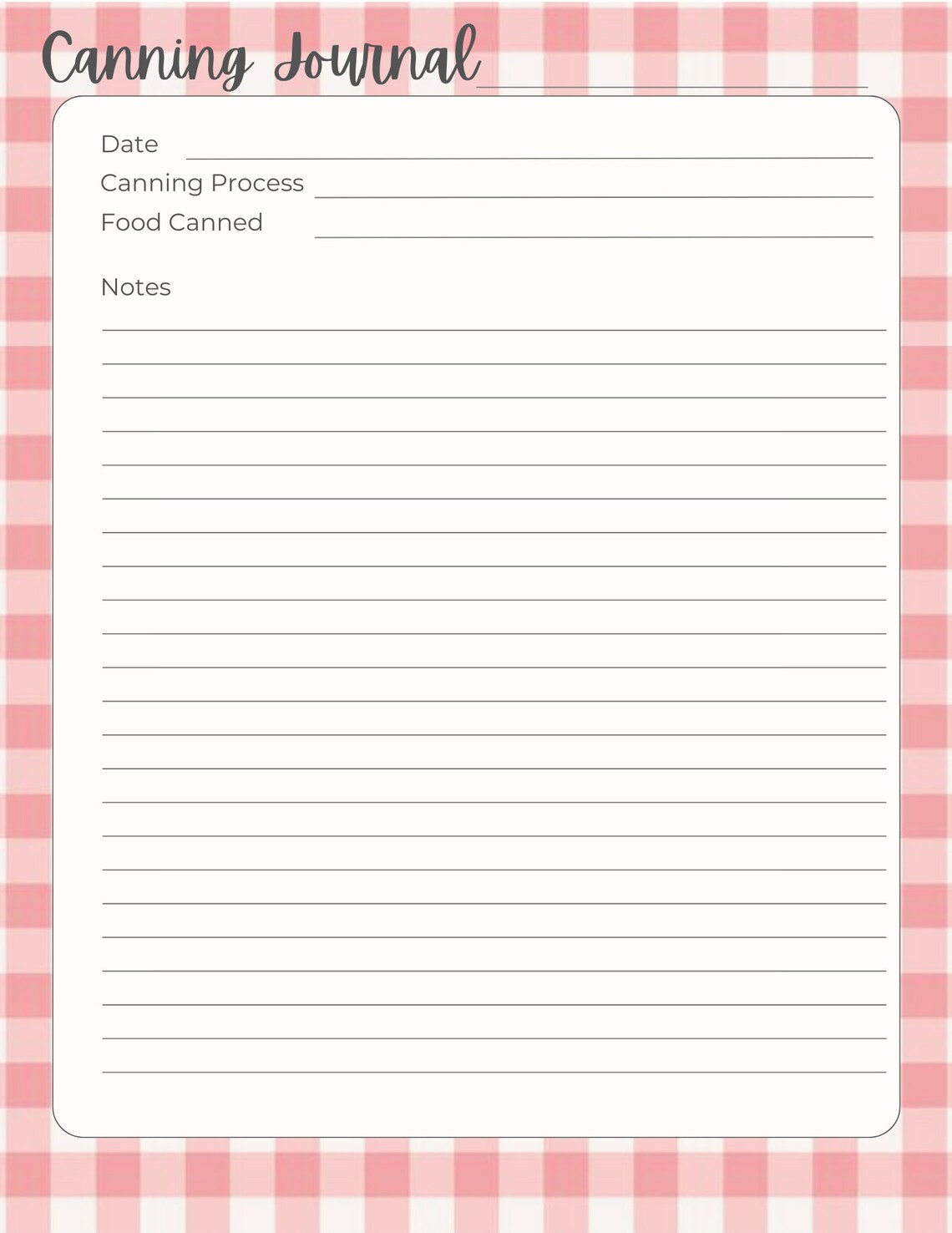 Printable Canning Planner Canning Log Food Preservation Log Canning ...