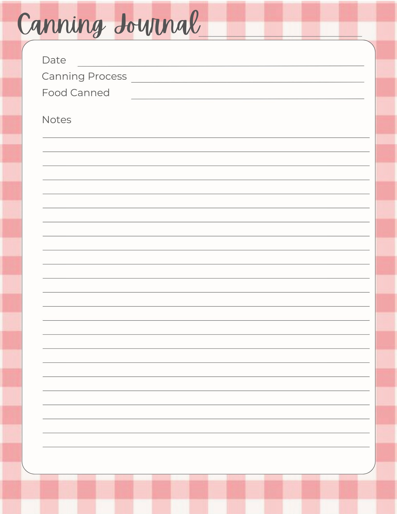 Printable Canning Planner Canning Log Food Preservation Log Canning ...