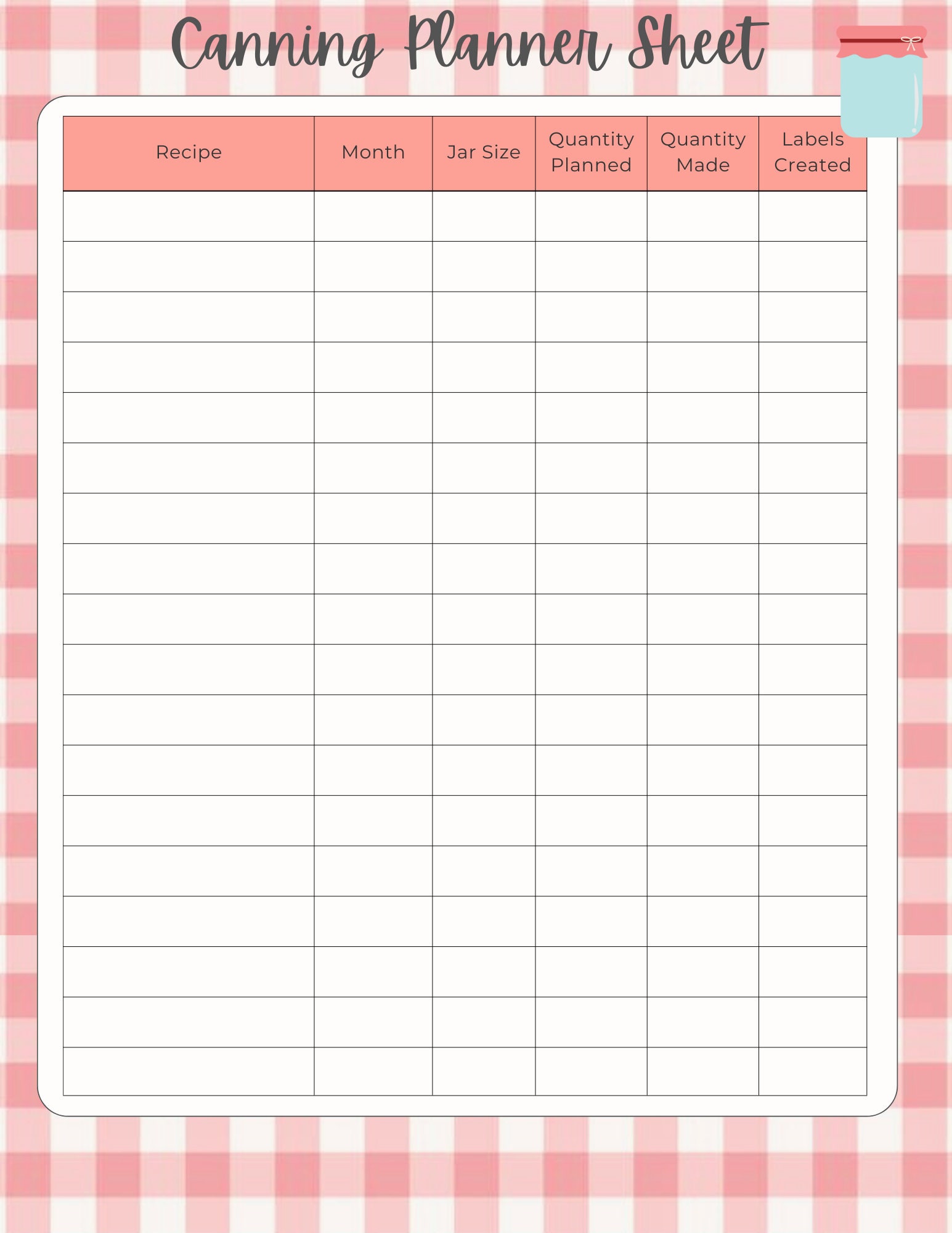 Printable Canning Planner Canning Log Food Preservation Log Canning ...