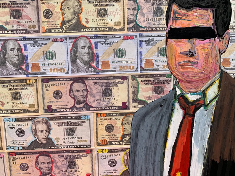 Bud Fox Wall Street Collage Painting on Canvas 18x24 - Etsy