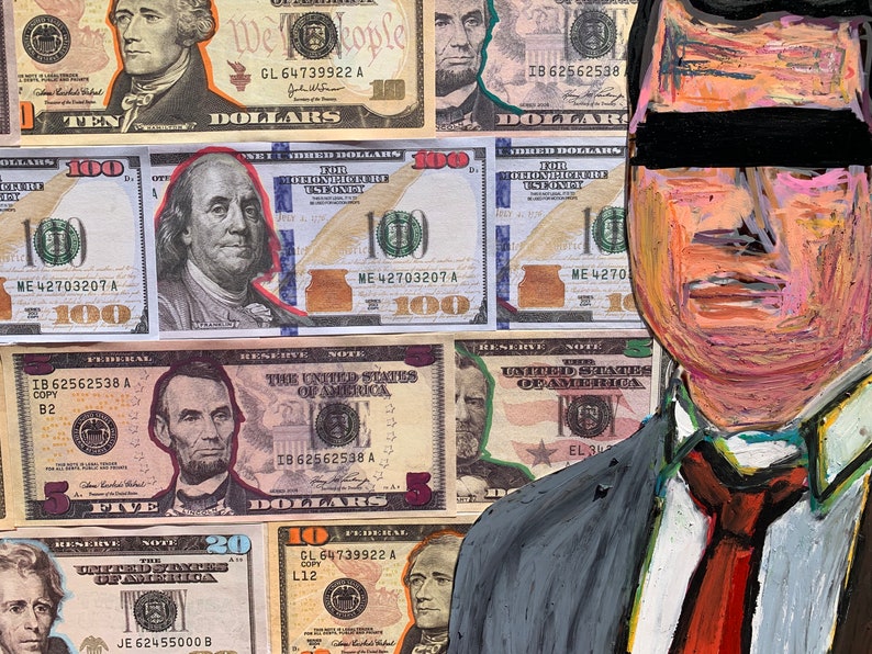 Bud Fox Wall Street Collage Painting on Canvas 18x24 - Etsy