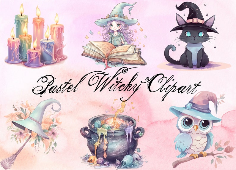 Pastel Goth Witchy Clipart Bundle 26 Witchy Pngs Magic & - Etsy