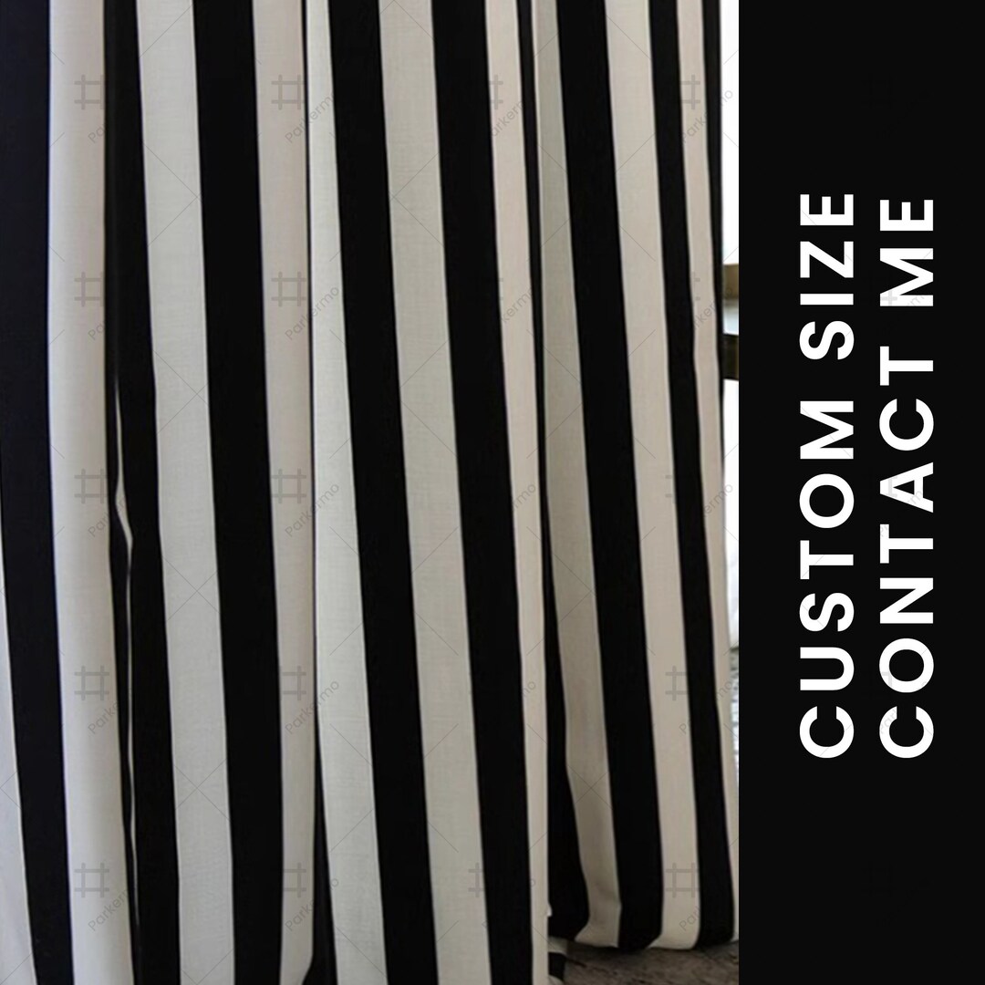 Black Bold Stripe Curtain, Custom Curtain Panel, Wide Stripe Curtain - Etsy