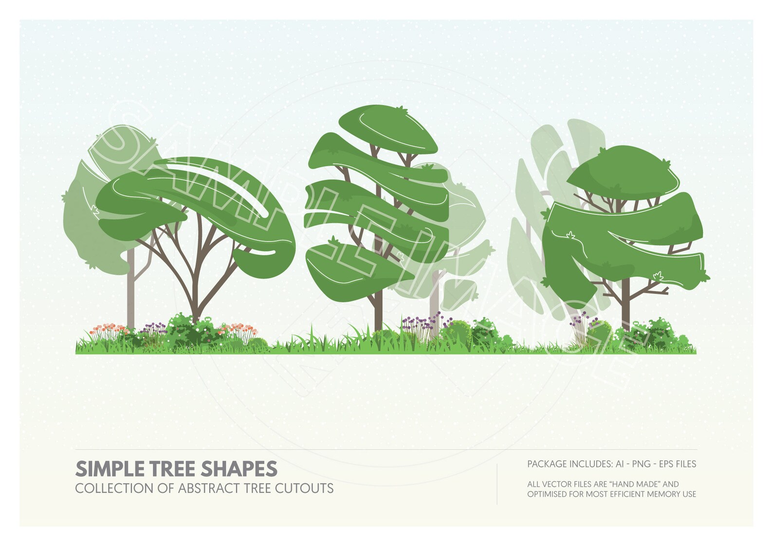 Flat Vector Tree Clipart Bundle | Tree Silhouettes SVG, AI, PNG - Etsy