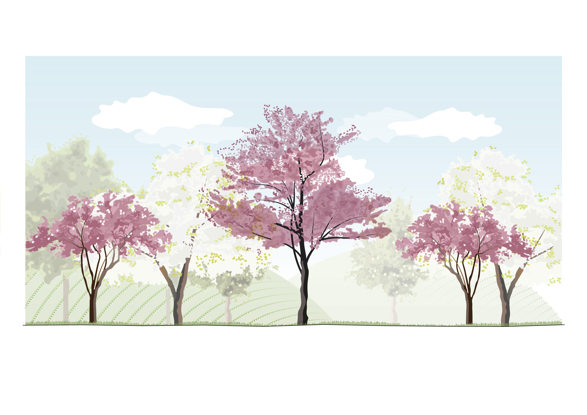 Flowering Tree Clipart Vector Bundle | Vector Cutout Trees PNG, AI, EPS ...