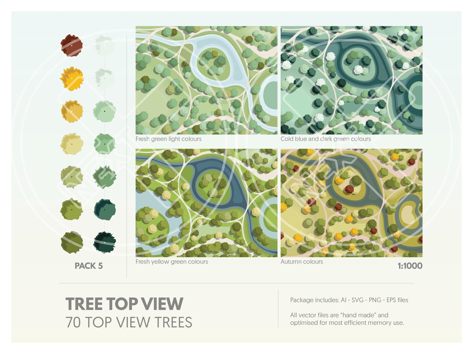 Tree Top View | Tree Vector | 70 Top View Trees | Instant Download Tree ...