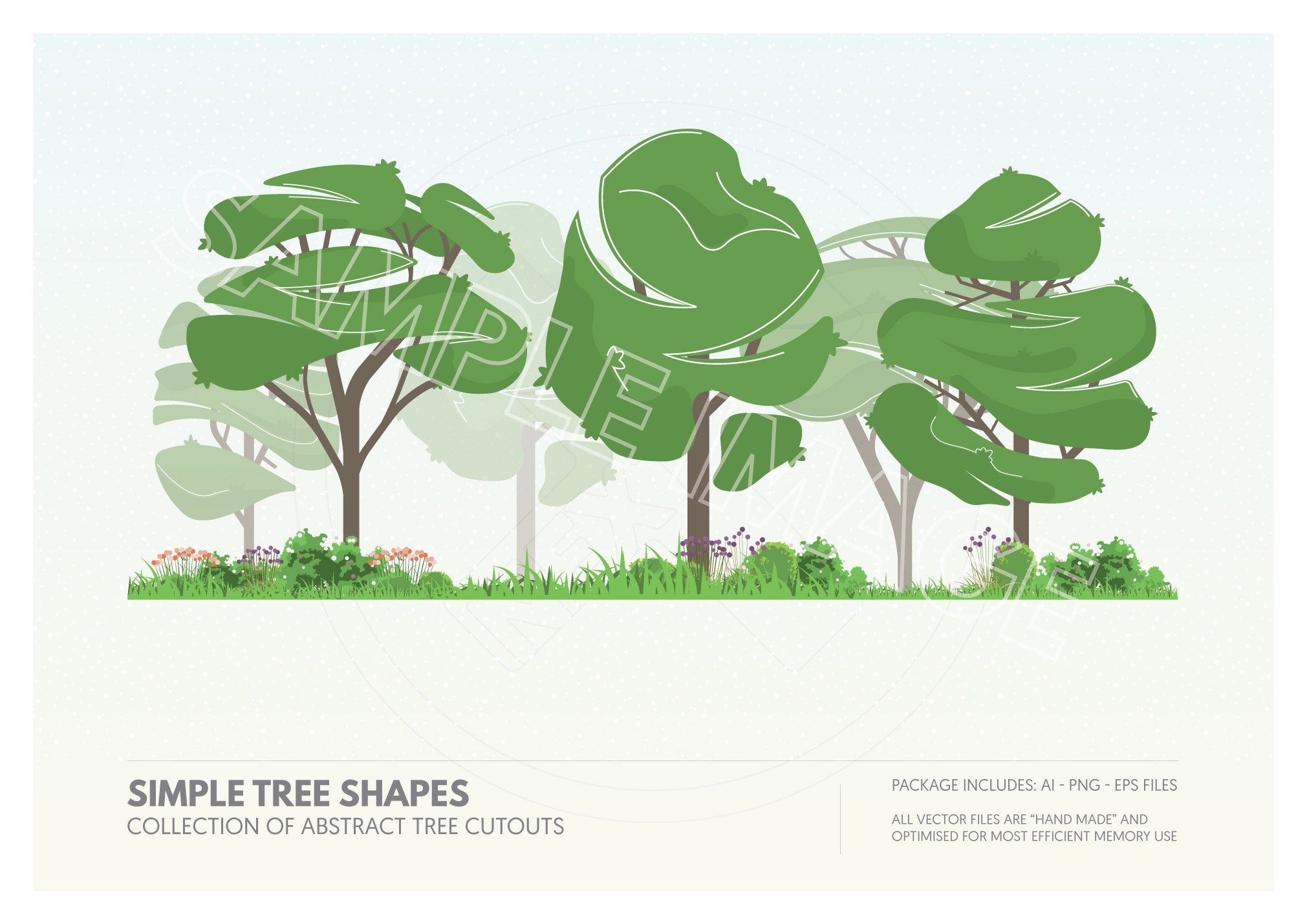 Flat Vector Tree Clipart Bundle | Tree Silhouettes SVG, AI, PNG - Etsy