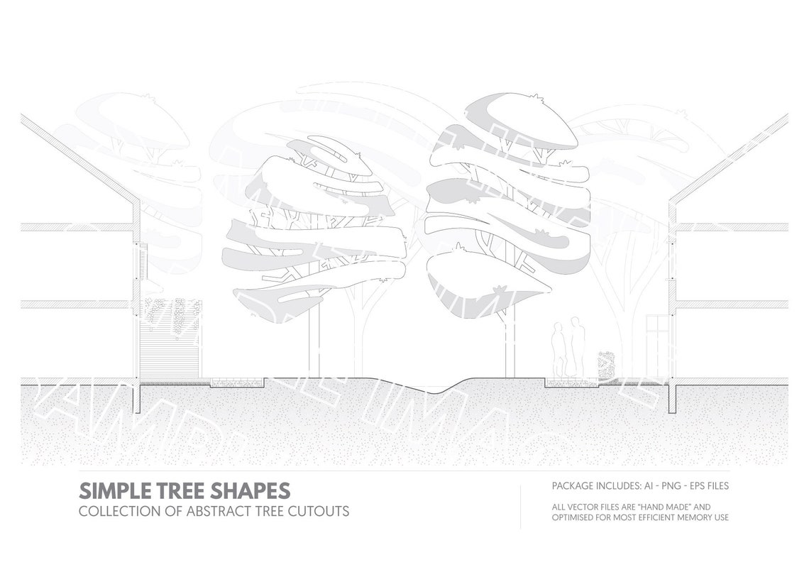 Flat Vector Tree Clipart Bundle Tree Silhouettes SVG AI - Etsy