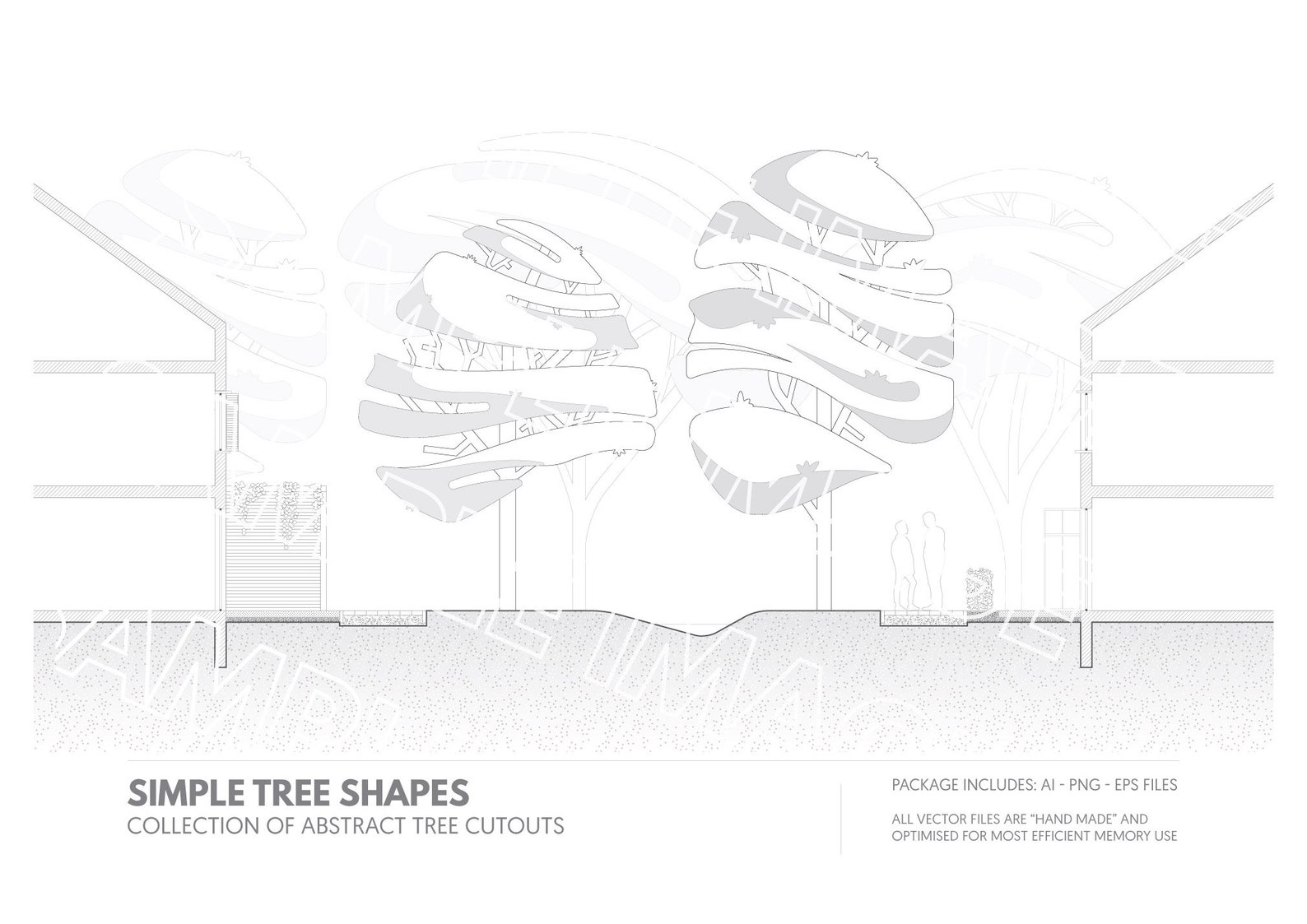 Flat Vector Tree Clipart Bundle | Tree Silhouettes SVG, AI, PNG - Etsy