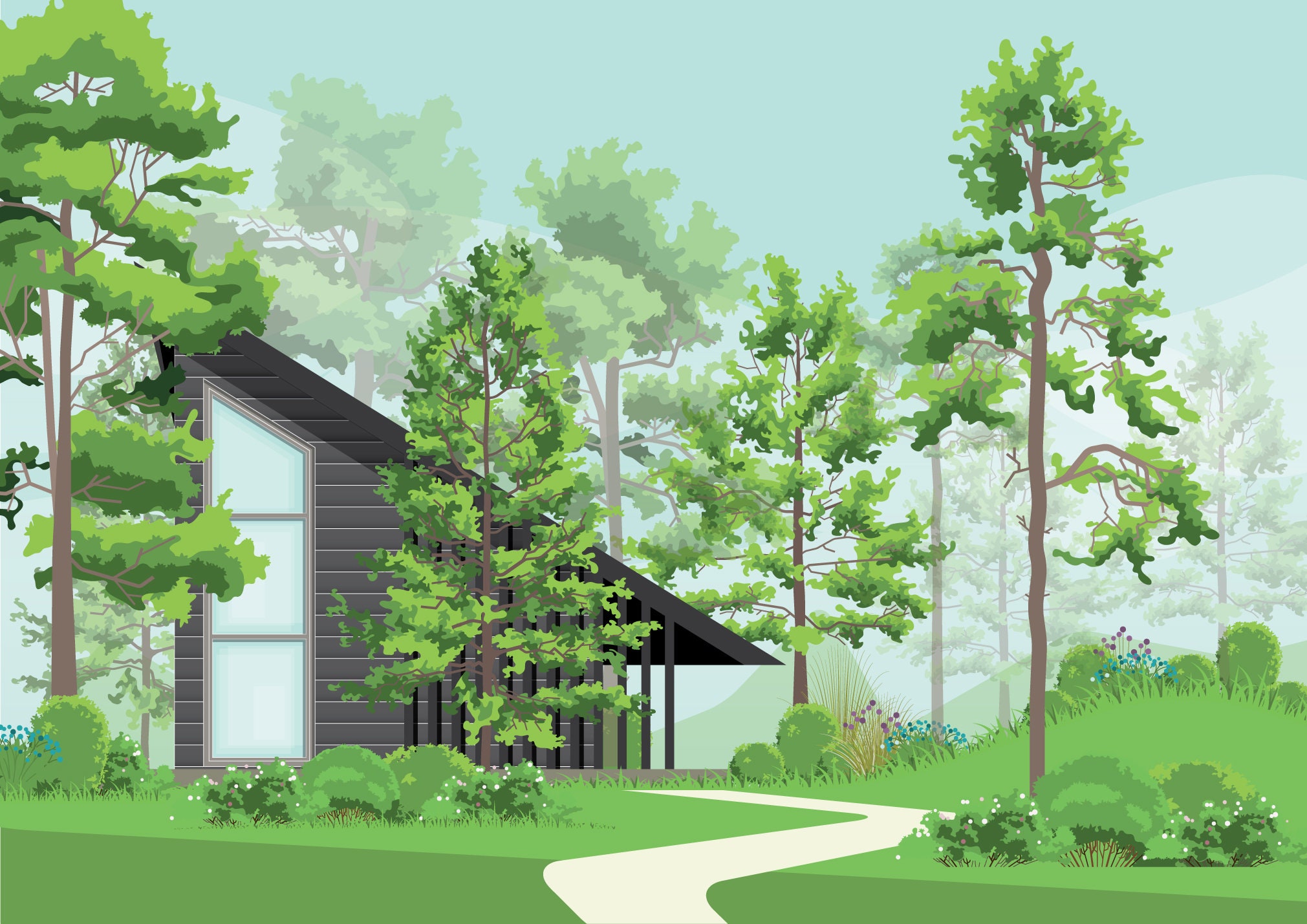 Flat Forest Tree Clipart Vector Collection | Evergreen Trees Vector AI ...