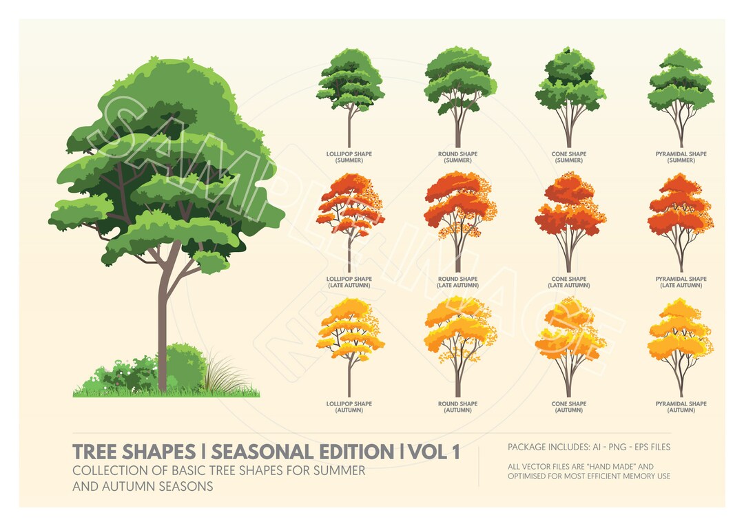 Autumn Vector Tree Illustrations | Yellow, Red Fall Trees Clipart ...