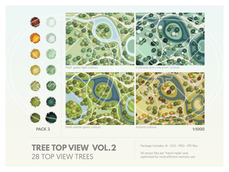 Tree Top View| VOL2 | Tree Vector | 28 Top View Trees | Instant ...