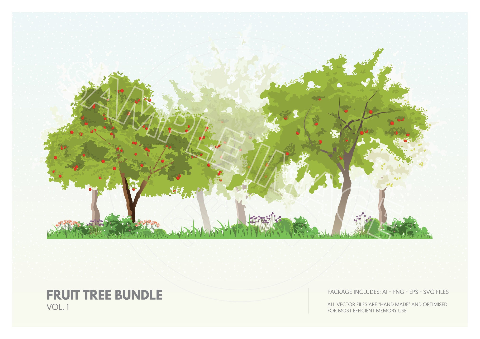 Apple Tree Vector Clipart Bundle | Vector Tree Clipart | Vector Fruit ...