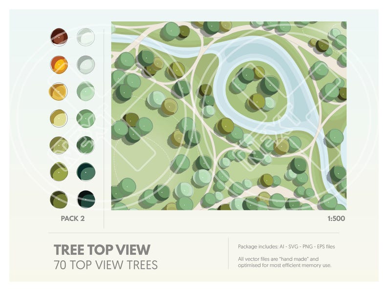 Tree Top View | Tree Vector | 70 Top View Trees | Instant Download Tree ...