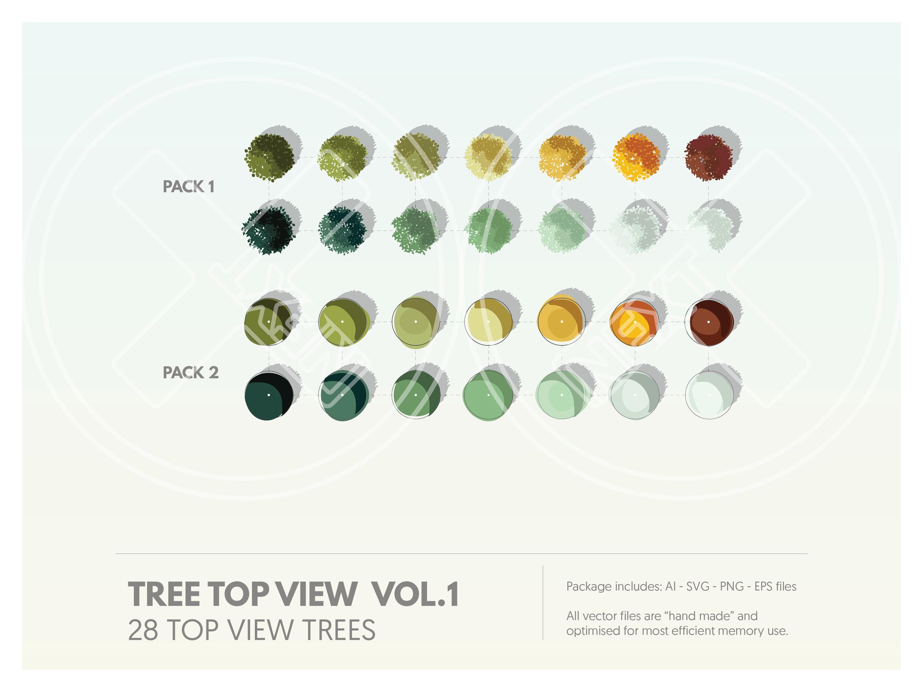 Tree Top View| VOL1 | Tree Vector | 28 Top View Trees | Instant ...