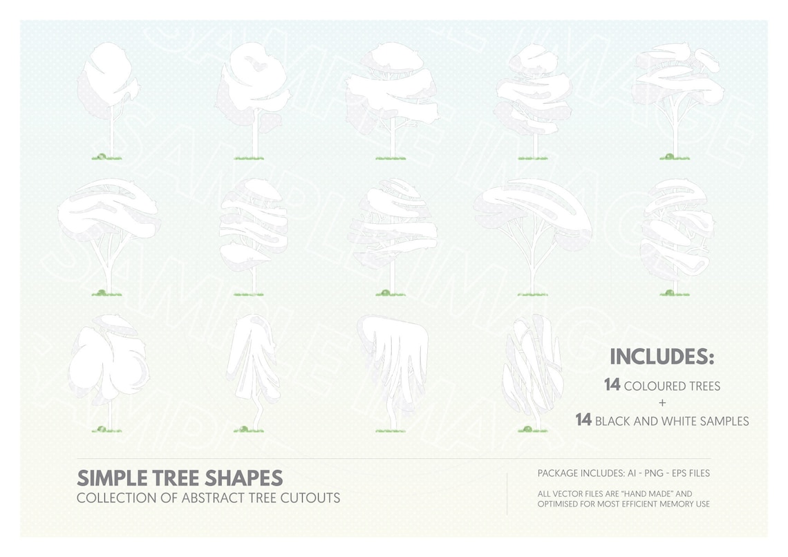 Flat Vector Tree Clipart Bundle Tree Silhouettes SVG AI - Etsy
