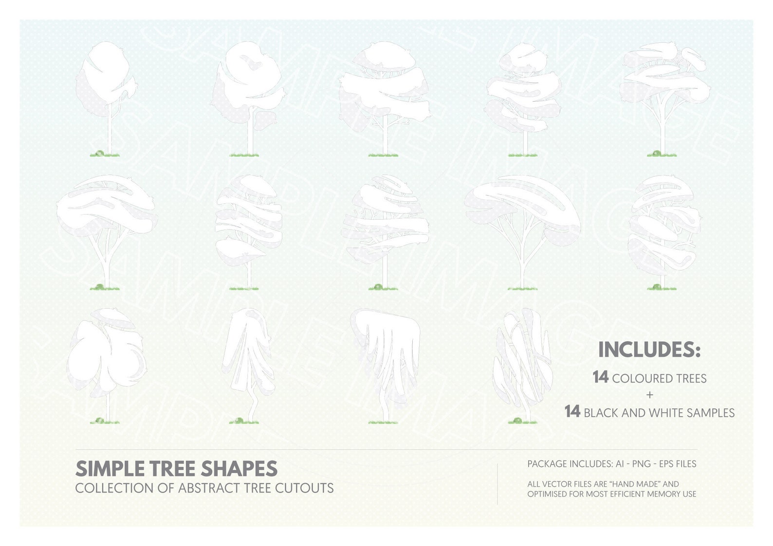 Flat Vector Tree Clipart Bundle | Tree Silhouettes SVG, AI, PNG - Etsy