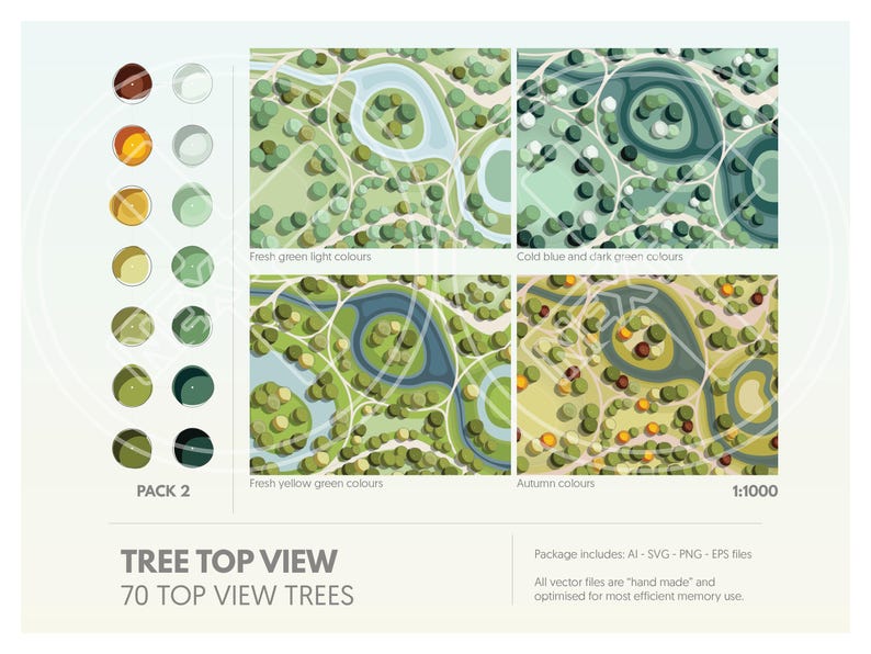 Tree Top View | Tree Vector | 70 Top View Trees | Instant Download Tree ...