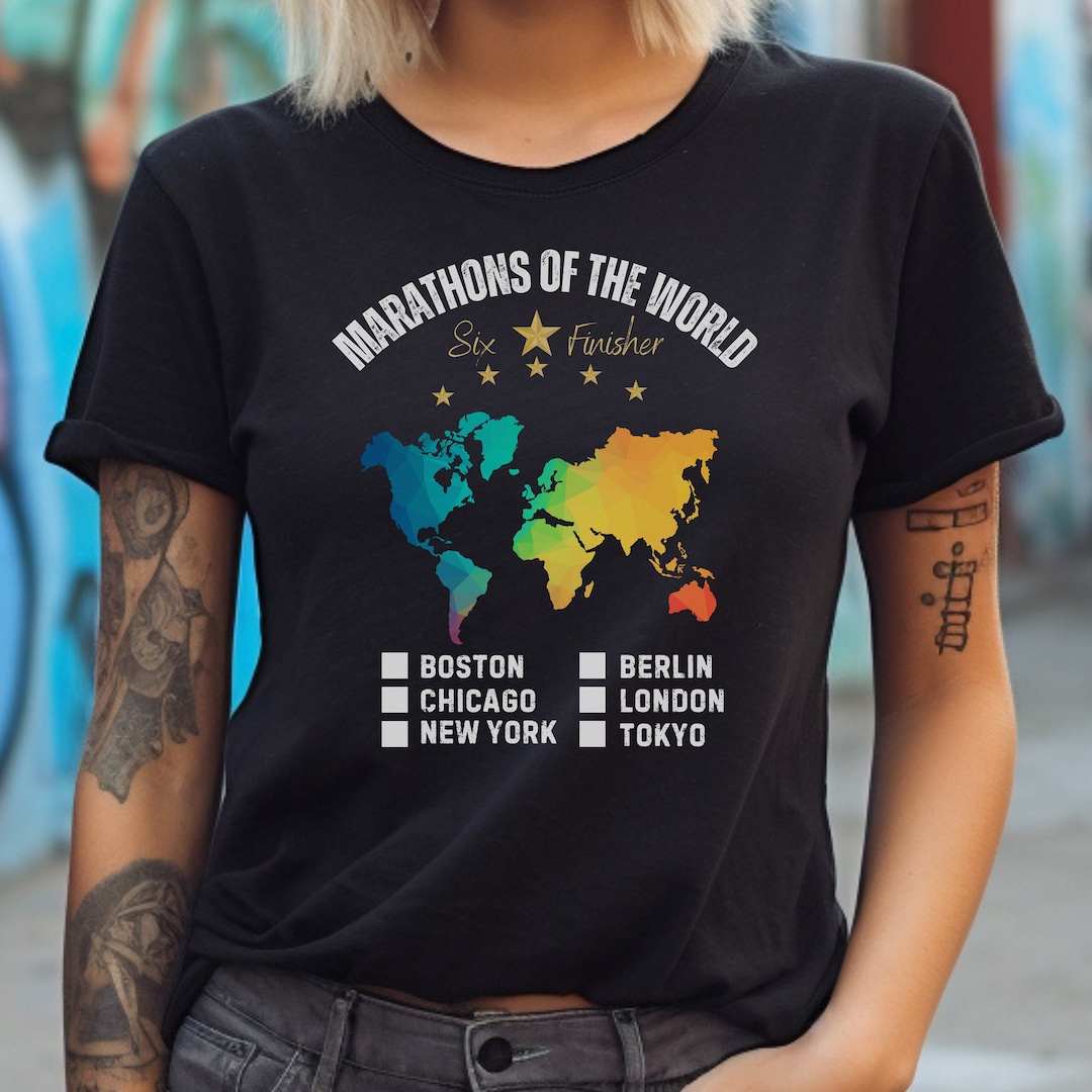 Six Star Marathon Run Shirt, World of Marathons, Personalised Gift for ...
