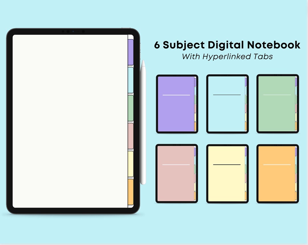 Goodnotes Digital Planner Tabs iPad Digital Journal Undated 6 Subject ...