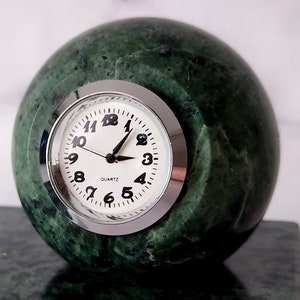 Green Marble Quartz Clock ,desk & Table Clock , Handmade With a Holder ...